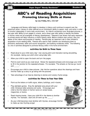 Fillable Online ABC's of Reading Acquisition: Promoting Literacy Skills ...