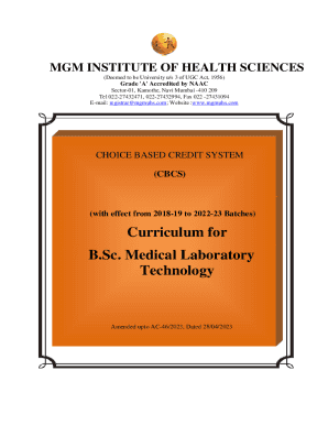 Fillable Online Curriculum for B.Sc. Medical Laboratory Technology Fax ...