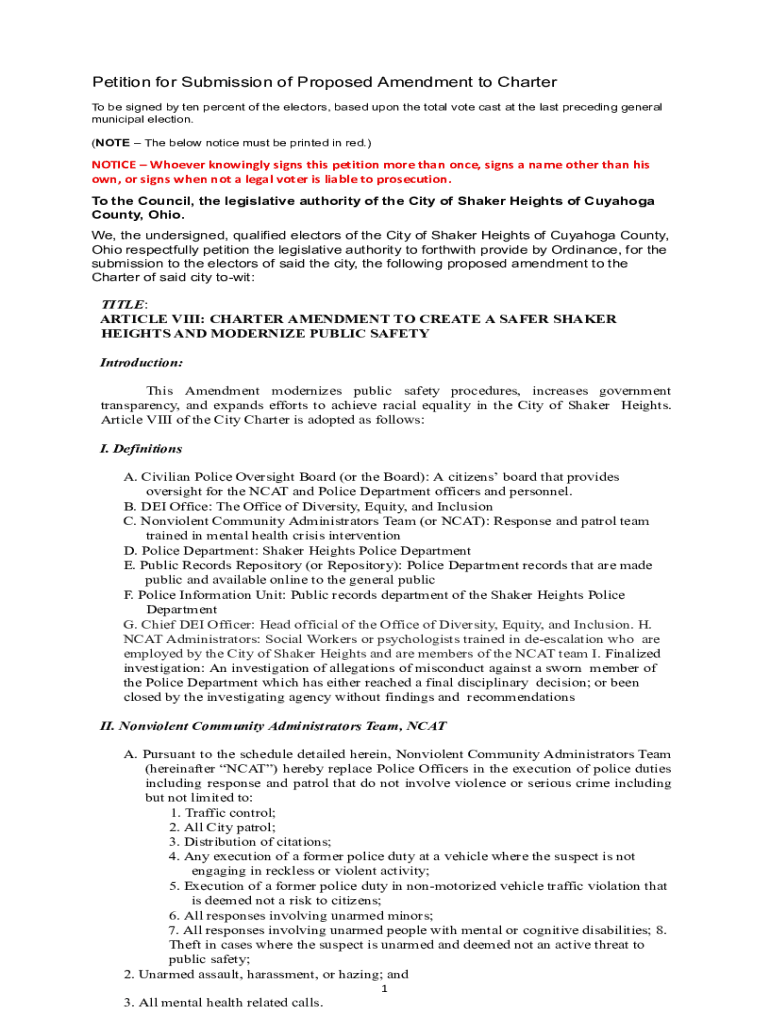 Fillable Online Petition for Submission of Proposed Amendment to ...