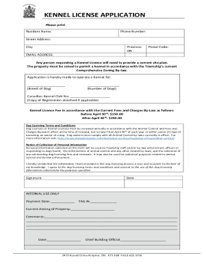 Fillable Online Kennel Application Form Fax Email Print - pdfFiller
