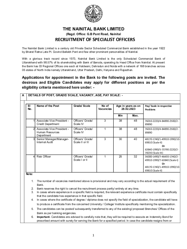Fillable Online THE NAINITAL BANK LIMITED (Regd. Office Fax Email Print ...
