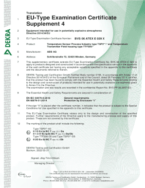 Fillable Online EU-Type Examination Certificate Supplement 4 Fax Email ...