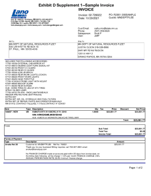 Fillable Online Exhibit D Supplement 1--Sample Invoice Fax Email Print ...