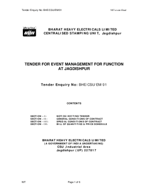 Fillable Online TENDER FOR EVENT MANAGEMENT FOR FUNCTION AT ... Fax ...