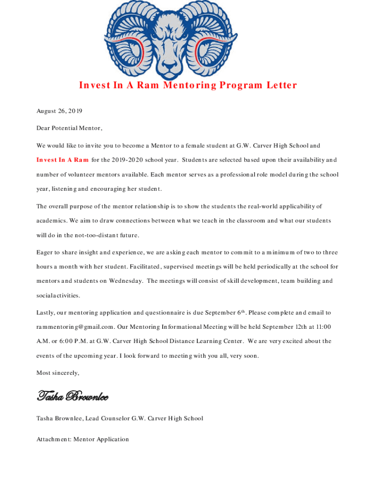 Fillable Online Free Sample Business Mentor Request Letter Fax Email ...