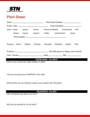 Fillable Online Pitch Sheet Fax Email Print - pdfFiller