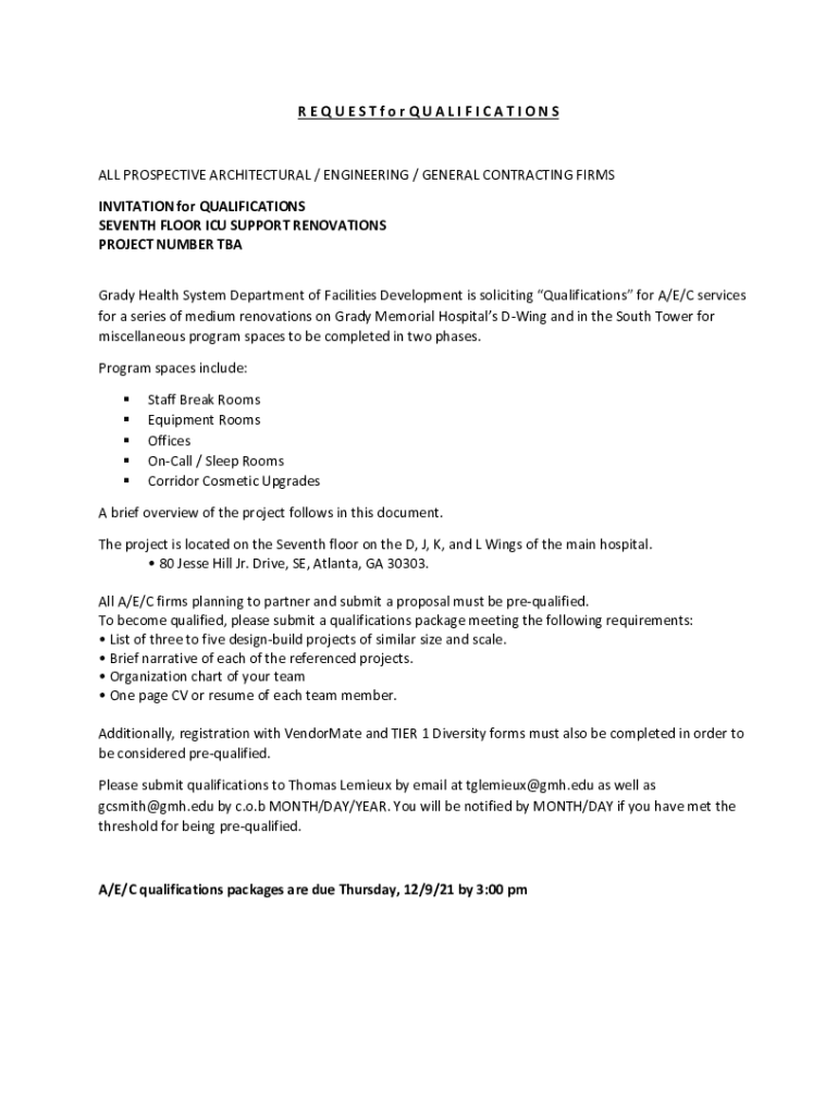 Fillable Online Request for Qualifications for Design-Build Partners ...