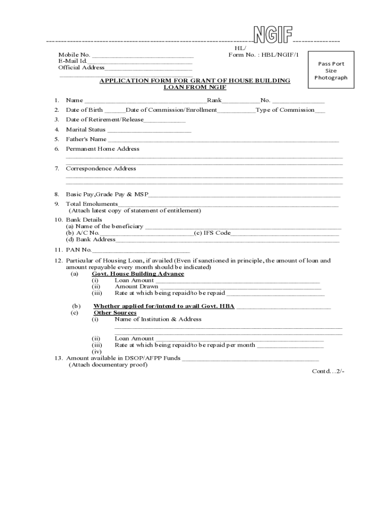 Fillable Online Fillable Online Form No. : HBL/NGIF/1 E-Mail Id. Fax Email Print - pdfFiller
