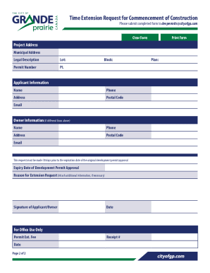 Fillable Online Time Extension Request for Commencement of Construction ...