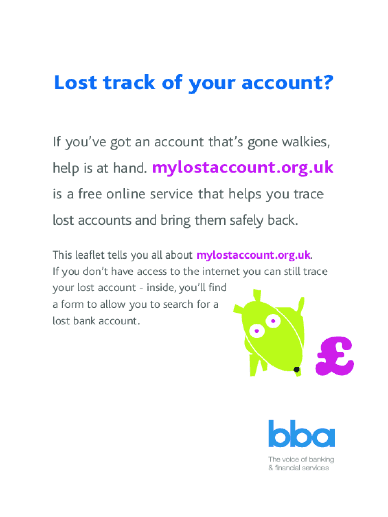 Fillable Online Tracing lost bank accounts, savings or Premium bonds ...