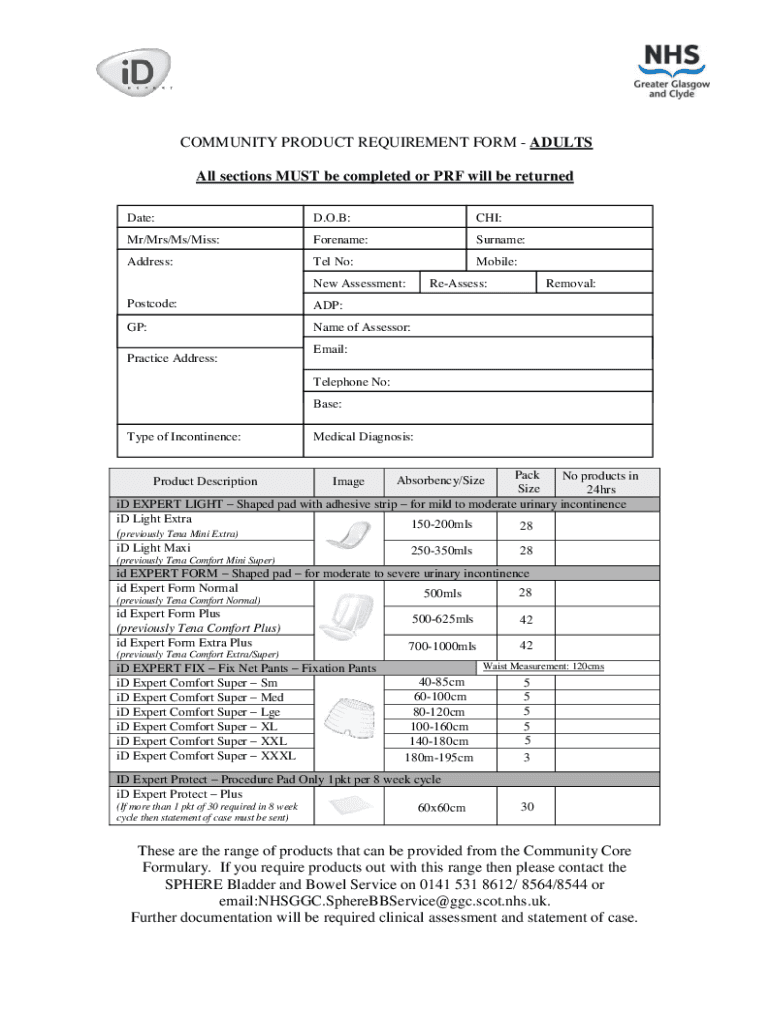 Fillable Online COMMUNITY PRODUCT REQUIREMENT FORM Fax Email Print - pdfFiller