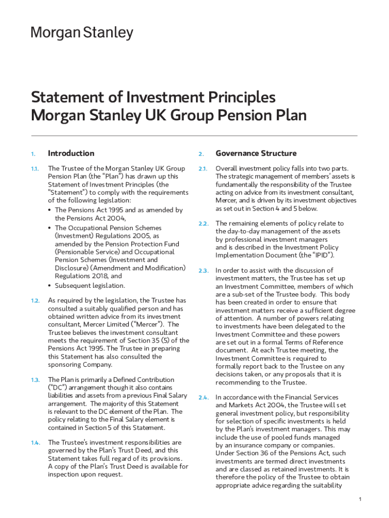 Fillable Online Statement of Investment Principles ... Fax Email Print ...