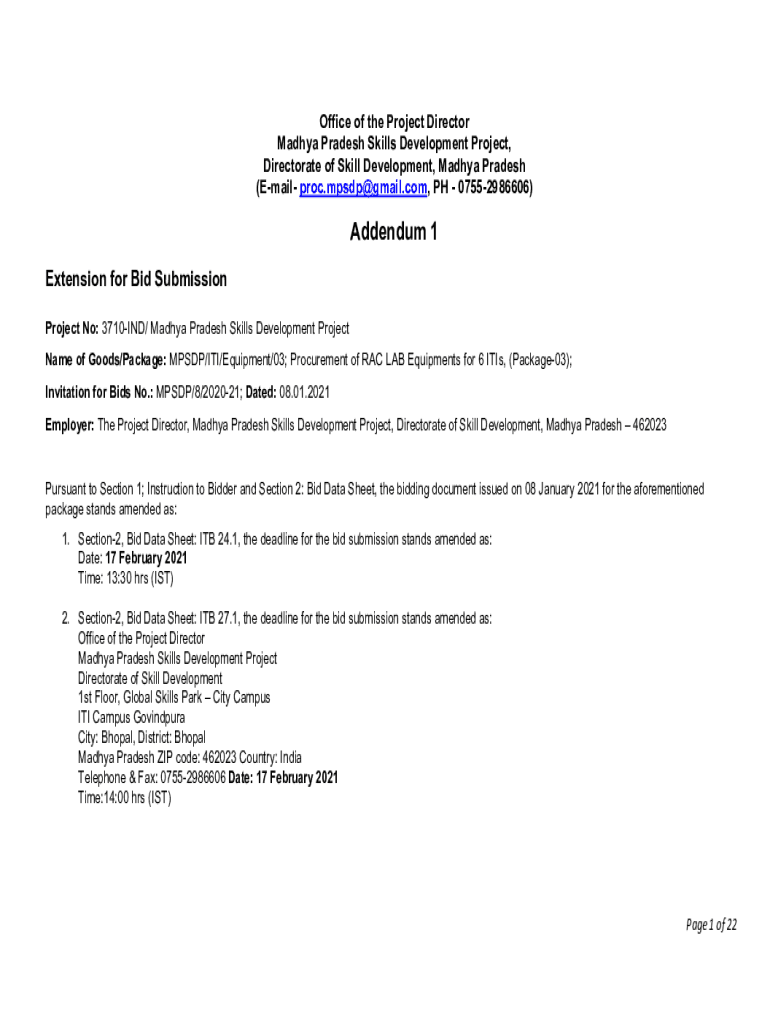 Fillable Online MP NULM RFP-Notice to Hold Online Bid Submission till ...