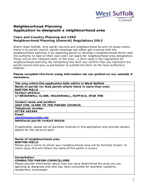 Fillable Online Application Form - Neighbourhood Plan Area Designation ...