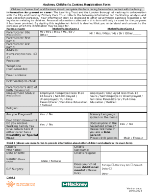 Childrens Centre Registration Doc Template | pdfFiller