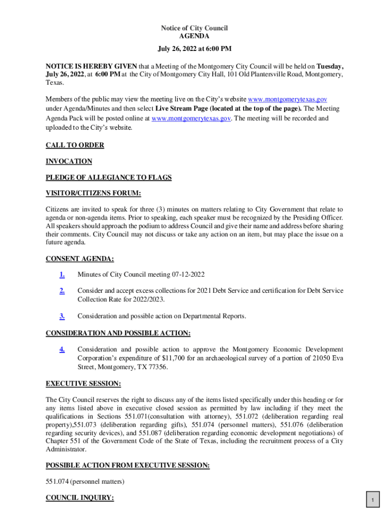 Fillable Online Notice of City Council Fax Email Print - pdfFiller