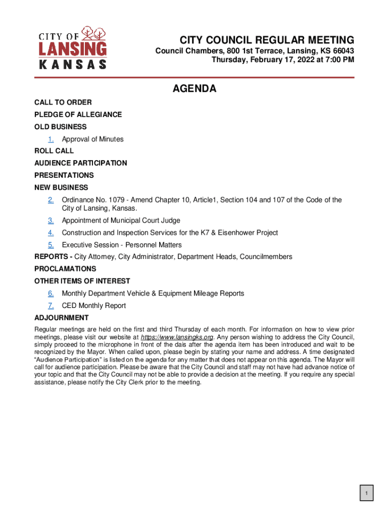 Fillable Online 1079 - Amend Chapter 10, Article1, Section 104 and 107 ...