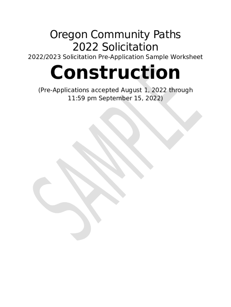 OCP Construction Pre-Application Sample Worksheet. Funding and ...