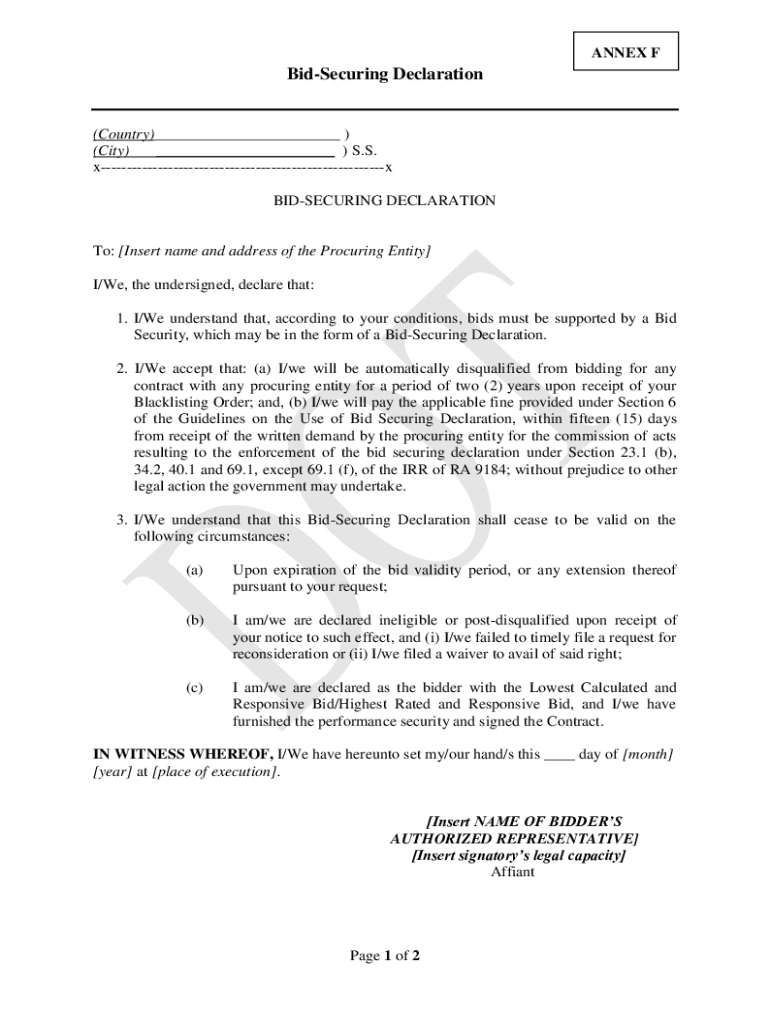 Fillable Online ANNEXURE-I FORMAT OF BID SECURITY ... Fax Email Print - pdfFiller