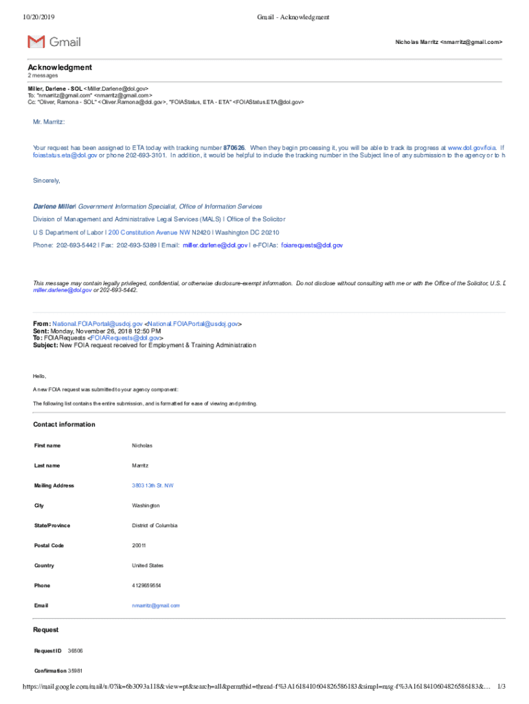 Fillable Online Gmail - Acknowledgment Fax Email Print - pdfFiller