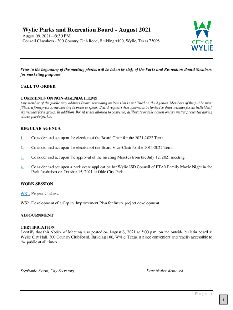 Fillable Online Sign inCity of Wylie Parks and Recreation Online ...