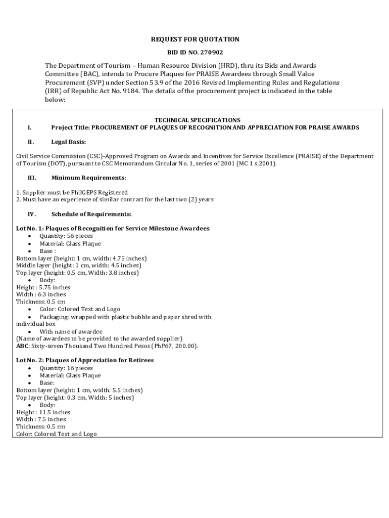 Fillable Online Human Resource Division (HRD), thru its Bids and Awards ...