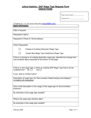 Fillable Online Wage Type Request Form - Johns Hopkins Shared Services ...