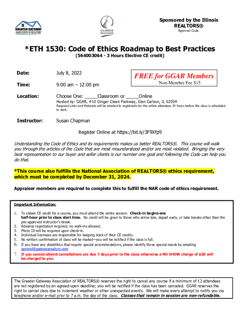 Fillable Online ETH 1530: Code of Ethics Roadmap to Best Practices Fax ...