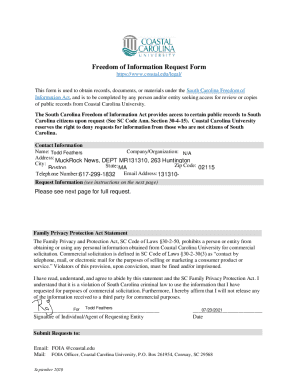 Fillable Online South Carolina Freedom of Information Act - "FOIA" Fax ...