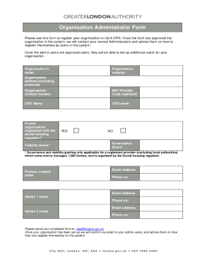 Fillable Online Organisation Administrator Form Fax Email Print - pdfFiller
