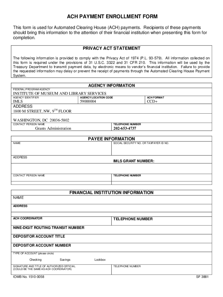 Fillable Online ach vendor/miscellaneous payment enrollment form Fax Email Print - pdfFiller