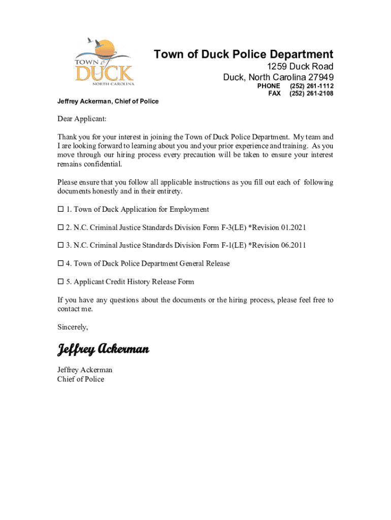 Fillable Online Duck Police Department Headquarters - Kitty Hawk Fax ...