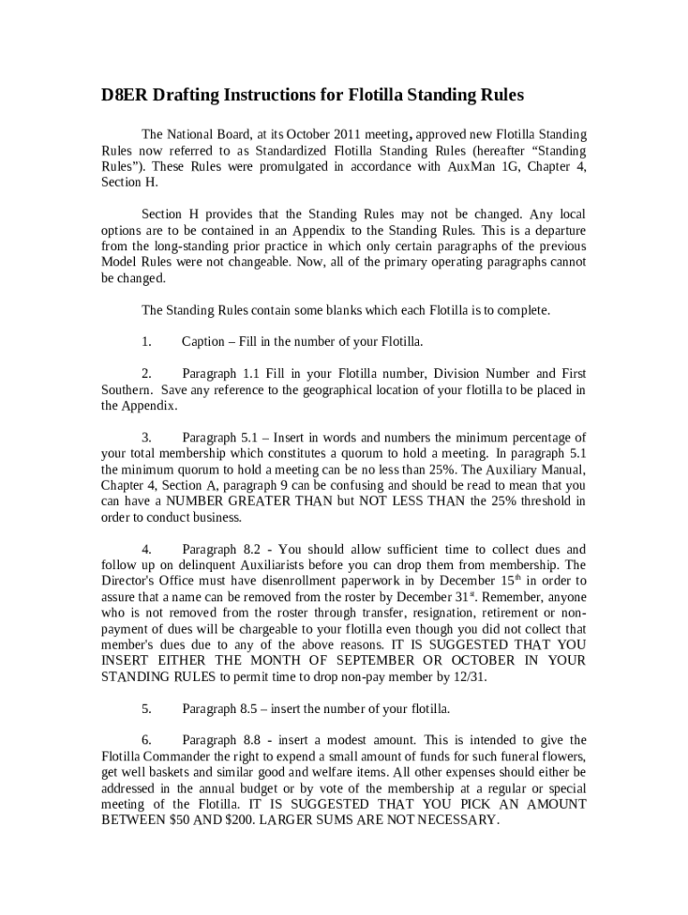 standing rules of flotilla united states coast Doc Template | pdfFiller