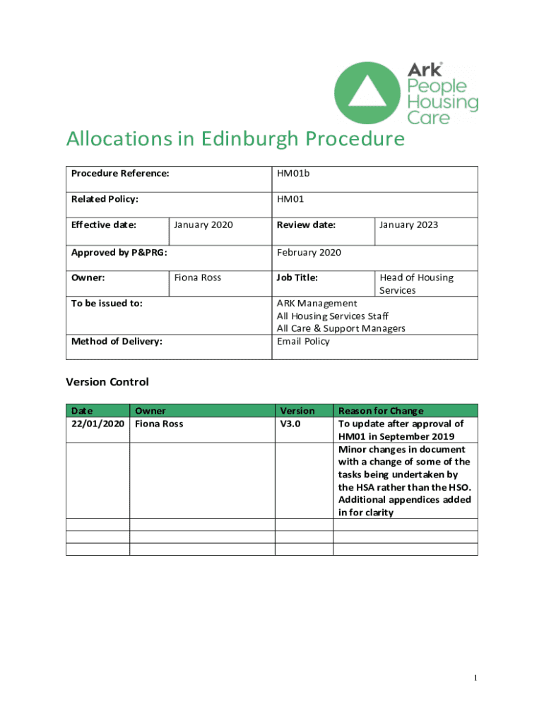 Fillable Online Allocations in Edinburgh Procedure Fax Email Print ...