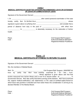 Fillable Online form 3 medical certificate for grant of leave or ...