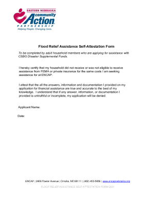 Fillable Online Flood Relief Assistance Self-Attestation Form Fax Email ...