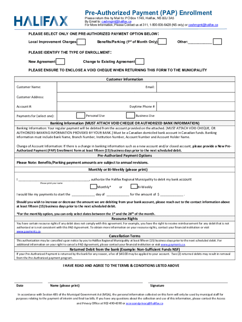 Fillable Online Pre-Authorized Payment/Direct Deposit Form Fax Email Print - pdfFiller