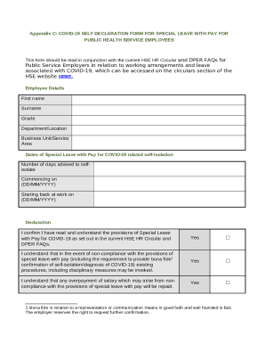 Appendix C Self-Declaration COVID-19 Doc Template | pdfFiller