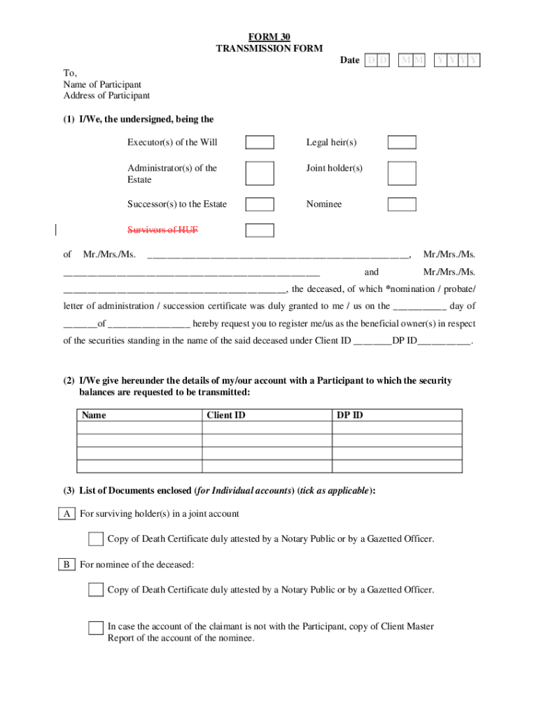 Fillable Online (1) I/We, the undersigned, being the FORM ... Fax Email ...