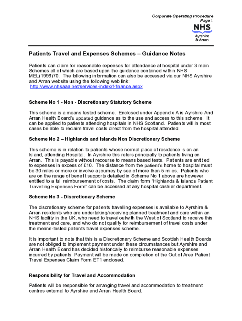 Fillable Online Fillable Online Out of Area Patient Travel Expenses ...