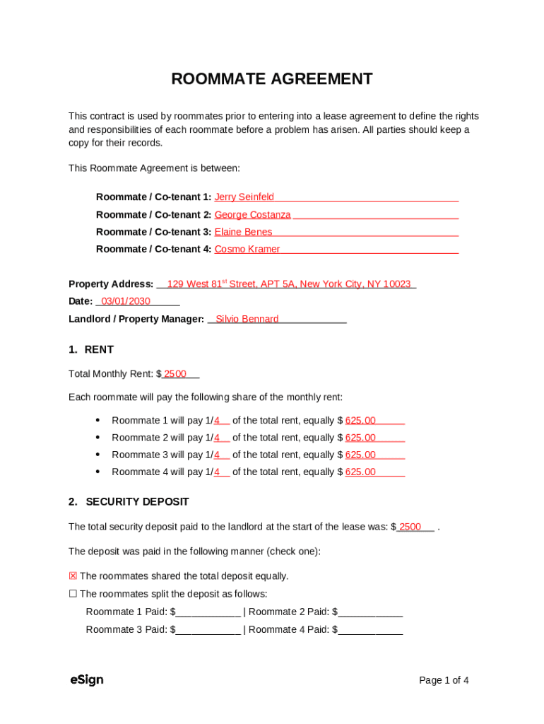 Free College Roommate Agreement TemplatePDFWord Doc Template | pdfFiller