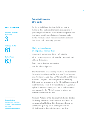 Fillable Online Seton Hall University Style Guide Fax Email Print ...