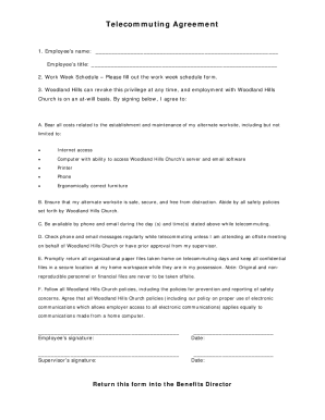 Fillable Online Alternative Work Agreement form Fax Email Print - pdfFiller