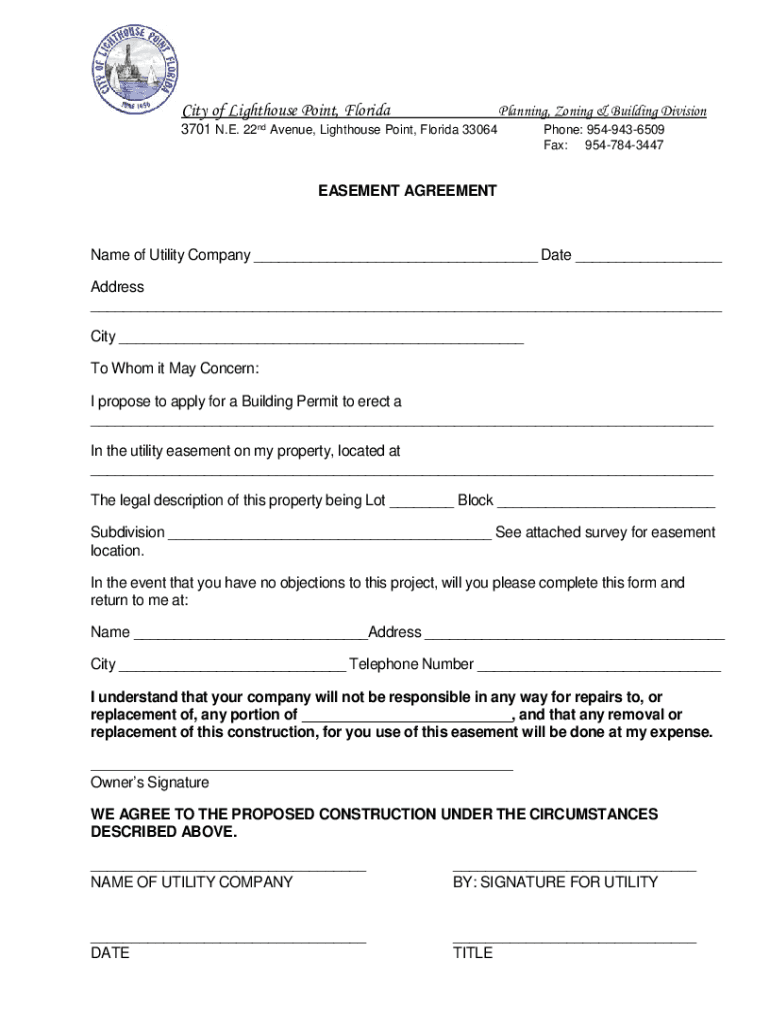 Fillable Online Utility Easement Agreement Contacts Revised 5-24-22 Fax ...