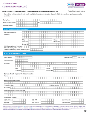 Fillable Online Griha Raksha Plus - Claim Form.cdr Fax Email Print ...