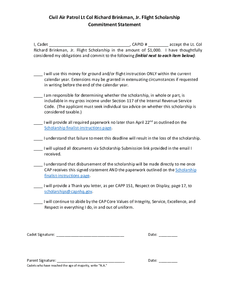 Fillable Online Civil Air Patrol Lt Col Richard Brinkman, Jr. Flight ...