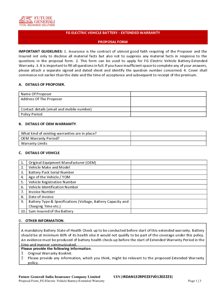 Fillable Online general futuregenerali FG Electric Vehicle Battery ...