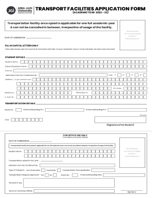 Fillable Online TRANSPORT FACILITIES APPLICATION FORM Fax Email Print ...