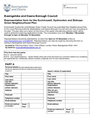 Fillable Online Representation form for the Ecchinswell, Sydmonton and ...