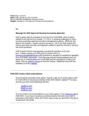 Fillable Online All- Message for HUD Approved Housing Counseling Agencies Fax Email Print ...